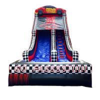 China Inflatable 28ft Red Racing Water Slide with Pool Backyard Commercial Rental Essential for sale