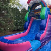 China Kids Inflatable Toys Rainbow Unicorn Trampoline Castle Inflatable Bounce House with Slide for sale