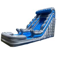 China Outdoor Commercial Renting Grey Marble PVC Blue Water Slide with Pool and Bounce Jumping for sale