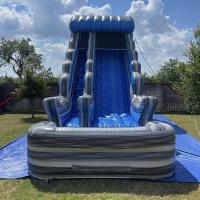 China Outdoor Commercial Renting Grey Marble PVC Blue Water Slide with Pool and Bounce Jumping for sale