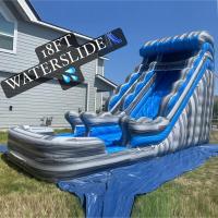 China Outdoor Commercial Renting Grey Marble PVC Blue Water Slide with Pool and Bounce Jumping for sale