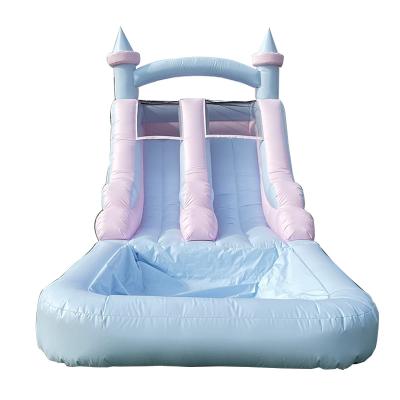 China Indoor and Outdoor Entertainment Light Colored Inflatable Water Slide with Pool for sale