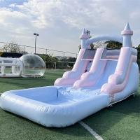 China Indoor and Outdoor Entertainment Light Colored Inflatable Water Slide with Pool for sale