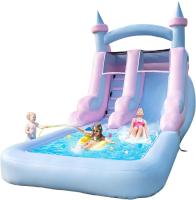 China Indoor and Outdoor Entertainment Light Colored Inflatable Water Slide with Pool for sale