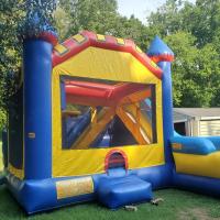 China Children's Trampoline Inflatable Bounce House with Slide Obstacle and Splash Pool for sale