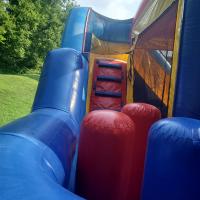 China Children's Trampoline Inflatable Bounce House with Slide Obstacle and Splash Pool for sale