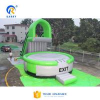 China Green Air Slide with Trampoline Style Free Fall Stunt Jump Inflatable Air Bag for sale