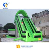 China Green Air Slide with Trampoline Style Free Fall Stunt Jump Inflatable Air Bag for sale