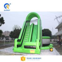 China Green Air Slide with Trampoline Style Free Fall Stunt Jump Inflatable Air Bag for sale