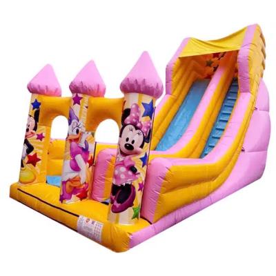 China 5-10 Passengers Commercial PVC Cartoon Style Pink Jumping Dry or Water Slide Inflatable Bouncer House Slide Party Rentals for sale
