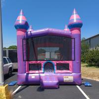 China Children's Inflatable Trampoline Party Rentals Pink Princess Castle Combo with Slide Pool and Blower for sale