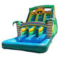 China Outdoor Aqua Fun Commercial PVC Sun Theme Inflatable Water Slide with Dual Lane Pool for sale