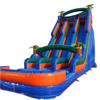 China Palm Tree Orange Water Slide Inflatable Double Slip n Slide and Pool for Backyard Fun for sale