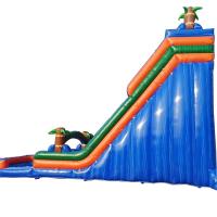China Palm Tree Orange Water Slide Inflatable Double Slip n Slide and Pool for Backyard Fun for sale