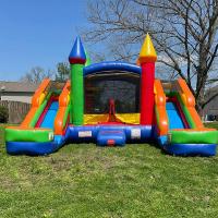 China Customized Logo Acceptable PVC Inflatable Bounce House Combo with 2 Slides for sale
