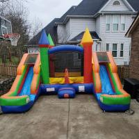 China Customized Logo Acceptable PVC Inflatable Bounce House Combo with 2 Slides for sale