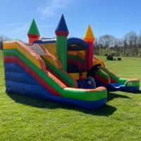 China Customized Logo Acceptable PVC Inflatable Bounce House Combo with 2 Slides for sale