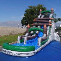 China Commercial Renting Kids Inflatable Games Backyard Log Jammer Water Slide with Pool for sale
