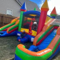 China Customized Logo Acceptable PVC Inflatable Bounce House Combo with 2 Slides for sale