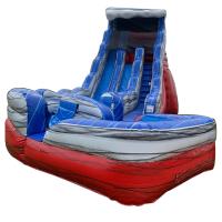 China Red and Blue Folding Tail Water Slide Inflatable with Pool Air Slide Customized Logo for sale