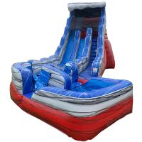 China Red and Blue Folding Tail Water Slide Inflatable with Pool Air Slide Customized Logo for sale
