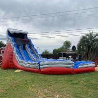 China Red and Blue Folding Tail Water Slide Inflatable with Pool Air Slide Customized Logo for sale