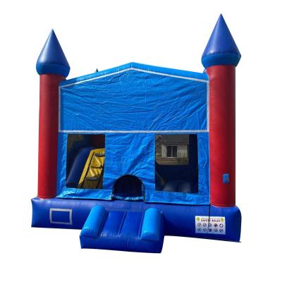 China Customized Color Children's Blue Castle PVC Inflatable Bounce House with Inner Slide for sale