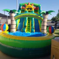 China Kids' Inflatable Toys Outdoor Small Sun Bounce Slide with Pool and Dual Slip n' Slide for sale