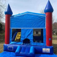 China Customized Color Children's Blue Castle PVC Inflatable Bounce House with Inner Slide for sale