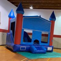 China Customized Color Children's Blue Castle PVC Inflatable Bounce House with Inner Slide for sale