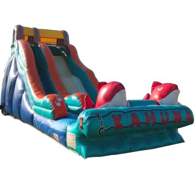China 0.55mm PVC Tarpaulin Red Carp Theme Inflatable Water Slide with Wide Slip and Slide for sale