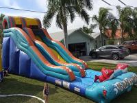 China 0.55mm PVC Tarpaulin Red Carp Theme Inflatable Water Slide with Wide Slip and Slide for sale
