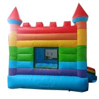 China Rainbow Inflatable Jumping Castle Commercial Grade PVC Trampoline with Blower for sale