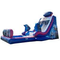 China Max Capacity 100-500kg Inflatable Frozen Themed Bounce House Water Slide with Big Pool for sale