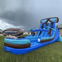 China Get Ready to Make a Splash 40ft Inflatable Water Slide with Pool and Huge Surfboard for sale