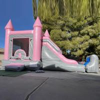 China Pink and Gray Children's Castle Inflatable Bounce House Slide Pool Combo Party Rentals for sale
