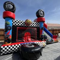 China Unisex Red Monster Truck Theme Inflatable Bounce House Combo Slide for Kids Party Time for sale
