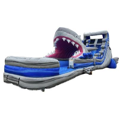 China Customized Size Inflatable Water Slide with Big Shark Slip n Slide and Swimming Pool for sale