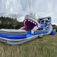 China Customized Size Inflatable Water Slide with Big Shark Slip n Slide and Swimming Pool for sale