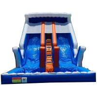 China Customized Color Inflatable Water Park Equipment with Large Pool and Two Wide Slides for sale