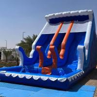 China Customized Color Inflatable Water Park Equipment with Large Pool and Two Wide Slides for sale