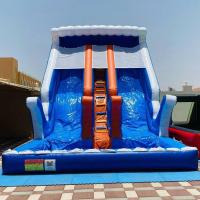 China Customized Color Inflatable Water Park Equipment with Large Pool and Two Wide Slides for sale