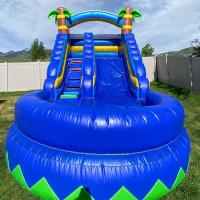 China Small Water Slide Inflatable with Pool Summer Palm Tree Klein Blue Kid Toys Slide Game for sale