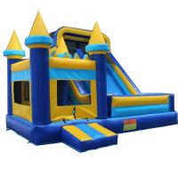 China Classic Blue and Yellow Bounce House Inflatable Castle Bouncer House Slide with Blower for sale