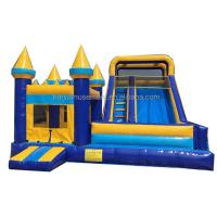 China Classic Blue and Yellow Bounce House Inflatable Castle Bouncer House Slide with Blower for sale