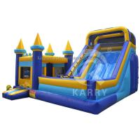 China Classic Blue and Yellow Bounce House Inflatable Castle Bouncer House Slide with Blower for sale