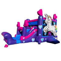 China Repair Kits Provided Commercial PVC Rainbow Unicorn Bounce House with Slide and Pool for sale