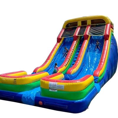 China 0.55mm PVC Tarpaulin Dual Pool Water Slide Inflatable for 5-10 Riders and Extra Large Size for sale