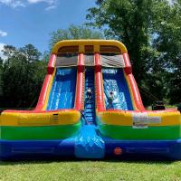 China 0.55mm PVC Tarpaulin Dual Pool Water Slide Inflatable for 5-10 Riders and Extra Large Size for sale
