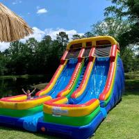China 0.55mm PVC Tarpaulin Dual Pool Water Slide Inflatable for 5-10 Riders and Extra Large Size for sale